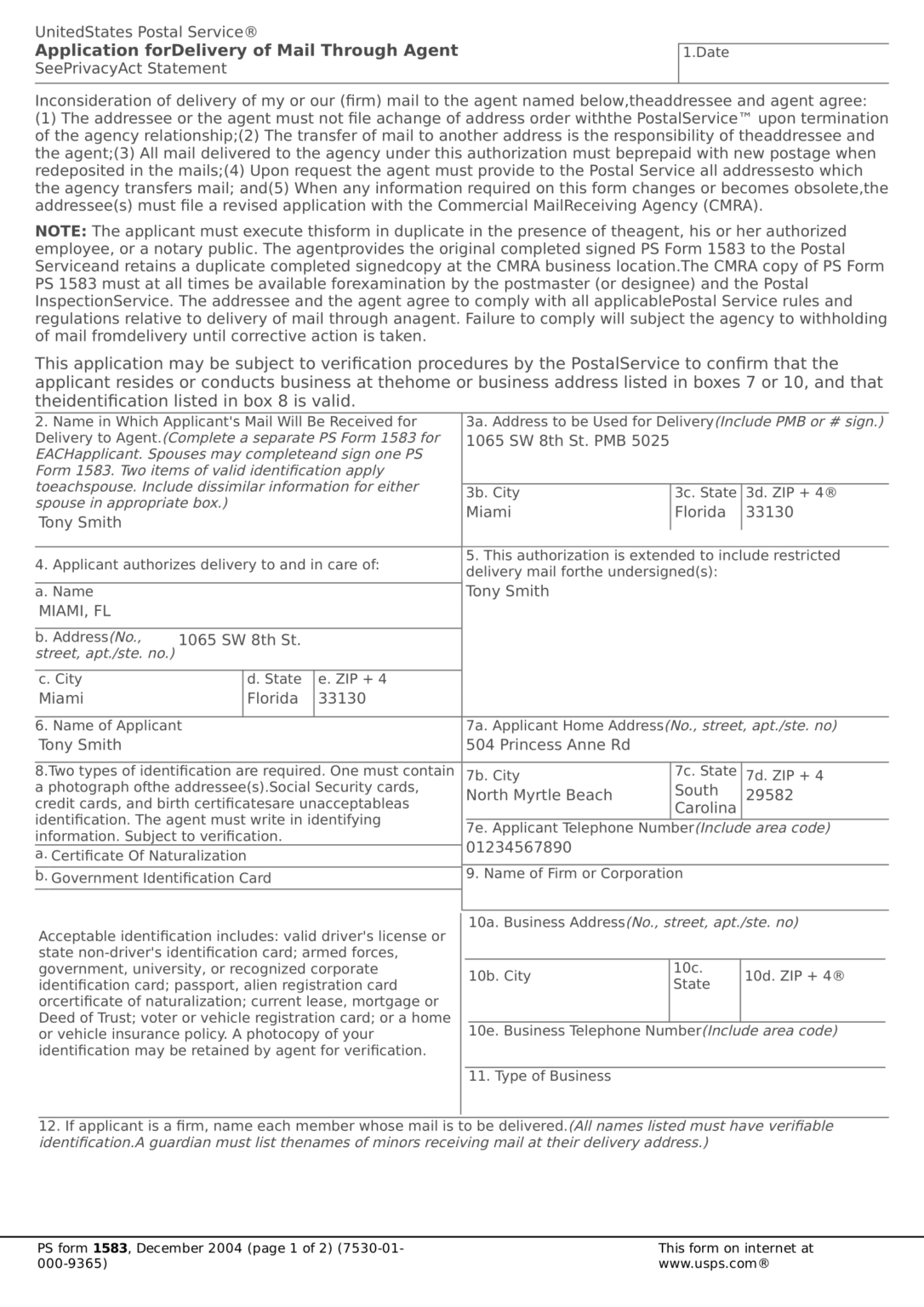 USPS Form 1583: Mail Forwarding Form Download | US Global Mail