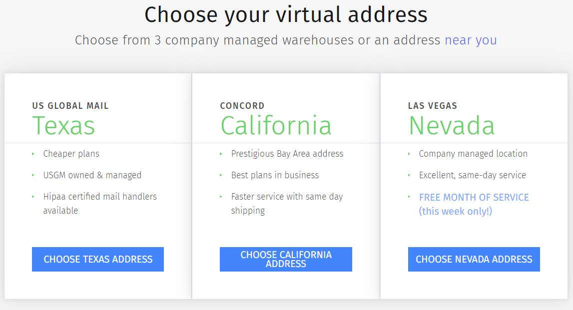 Available addresses – US Global Mail